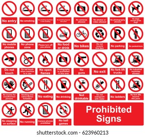 Prohibited Signs On White Background Stock Vector (Royalty Free ...