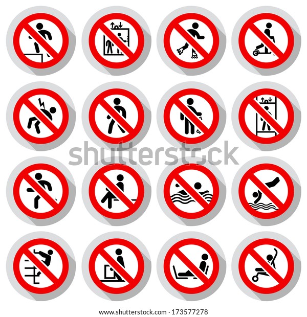 Prohibited Signs Paper Sticky Vector Illustration Stock Vector (Royalty ...