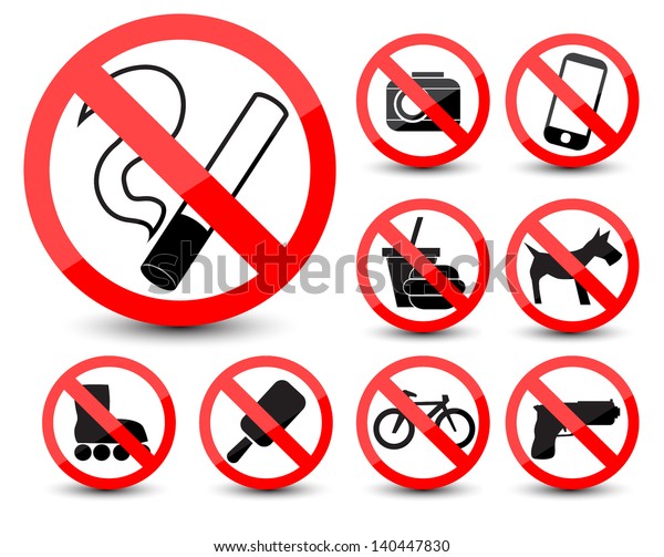 Prohibited Symbols Stock Vector (Royalty Free) 140447830 | Shutterstock