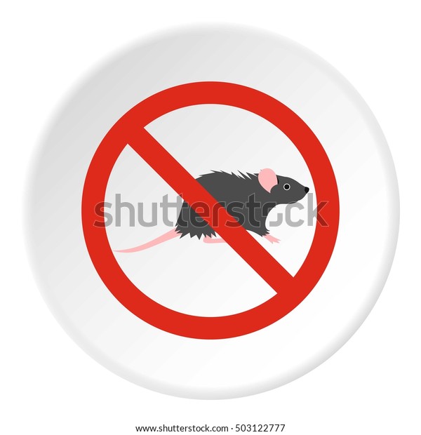 Prohibition Sign Mouse Icon Flat Illustration Stock Vector (Royalty ...