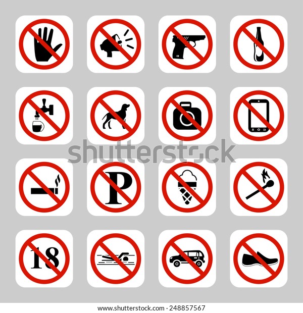 Prohibition Signs No Symbols Vector Icon Stock Vector (Royalty Free ...