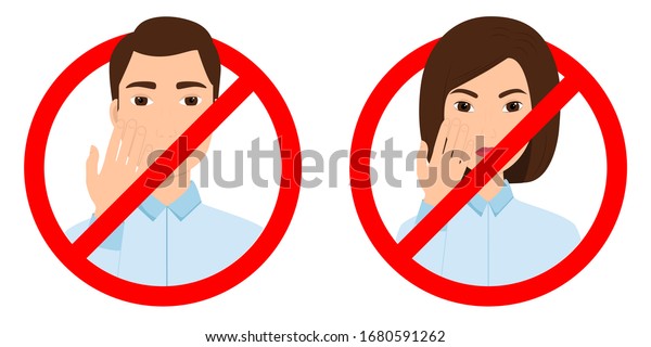 Prohibition Touching Face Red Stop Signs Stock Vector (Royalty Free ...