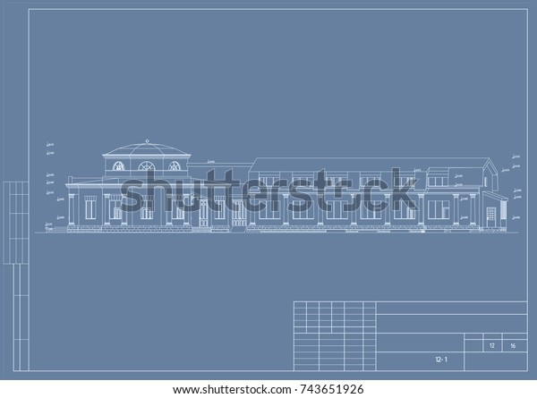 Project Building Old Hospital Facade Blueprint Stock Vector (Royalty ...