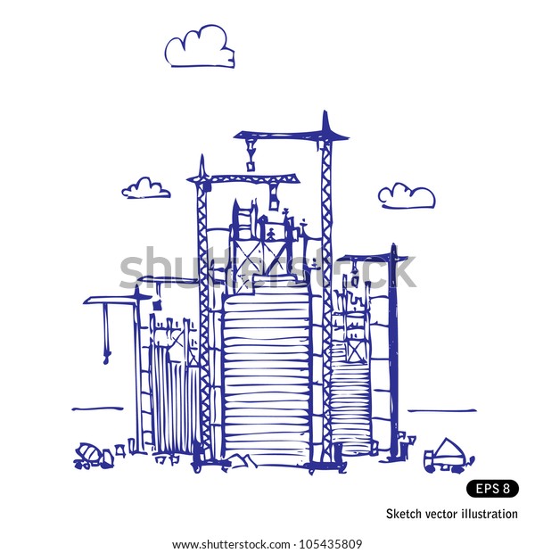 Project Construction Hand Drawn Sketch Illustration Stock Vector ...
