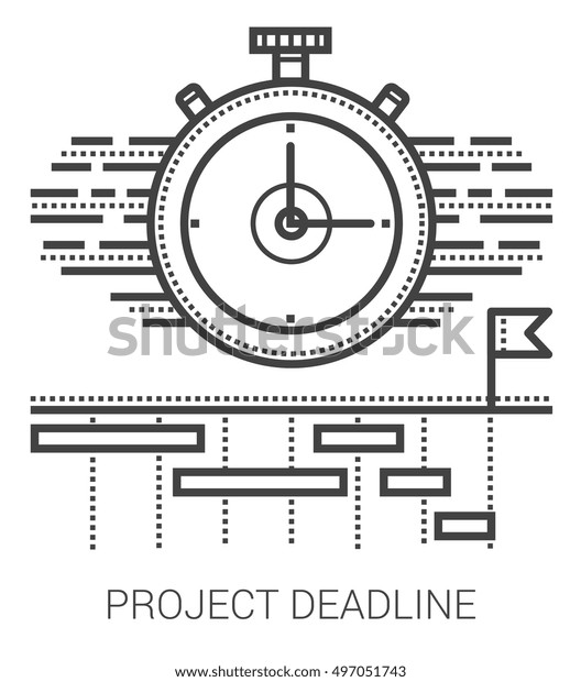 Project Deadline Infographic Metaphor Line Icons Stock Vector (Royalty ...