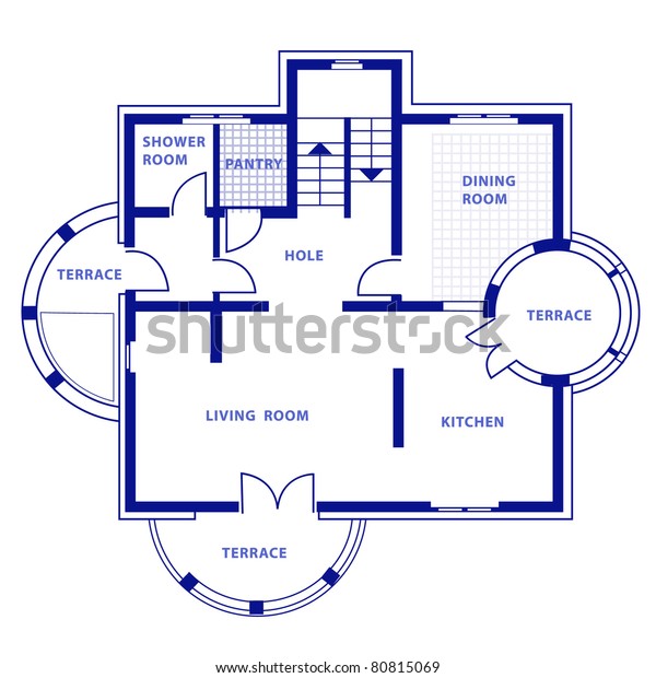 Project Ground Floor Vector House Blueprint Stock Vector (Royalty Free ...