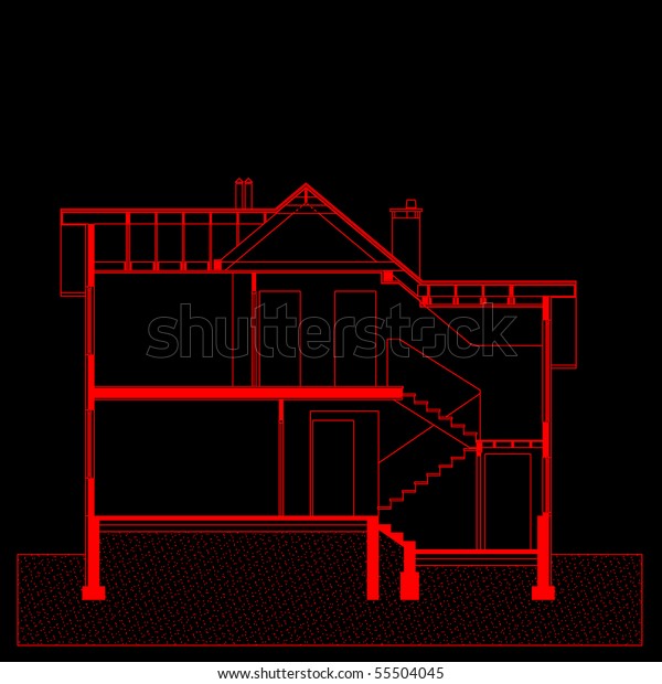 Project House Red Color On Black Stock Vector (Royalty Free) 55504045 ...