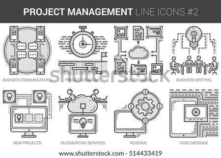 Project Management Infographic Metaphor Line Icons Stock Vector ...