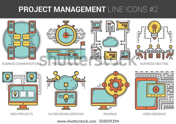 Project Management Infographic Metaphor Line Icons Stock Vector ...
