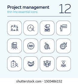 Project Management Line Icon Set Handshake Stock Vector (Royalty Free ...