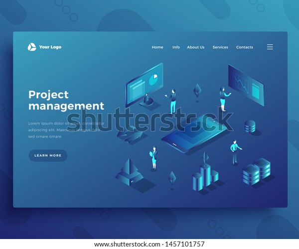 Project Management Office People Characters Interact Stock Vector ...