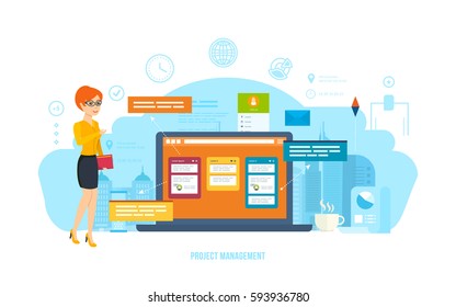 Project Management Time Management Staff Setting Stock Vector (Royalty ...