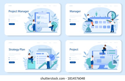 Project Management Web Banner Landing Page Stock Vector (Royalty Free ...