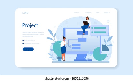 Project Management Web Banner Landing Page Stock Vector (Royalty Free ...