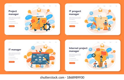Project Management Web Banner Landing Page Stock Vector (Royalty Free ...