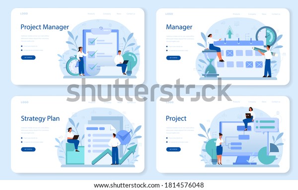 Project Management Web Banner Landing Page Stock Vector (Royalty Free ...