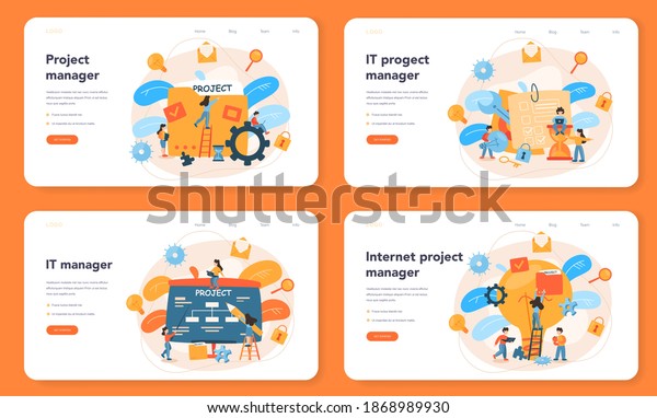Project Management Web Banner Landing Page Stock Vector (Royalty Free ...