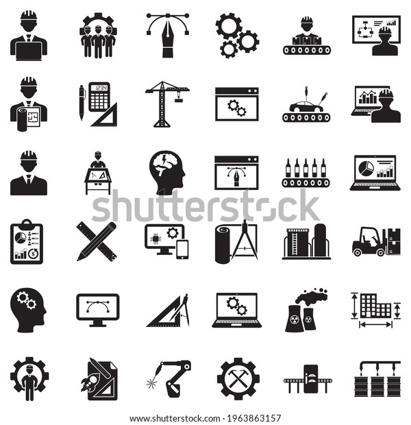 Project Manager Icons Black Flat Design Stock Vector (Royalty Free ...