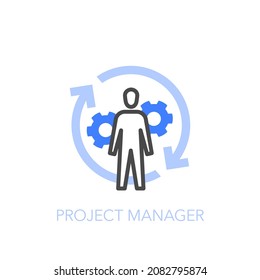 Project Manager Symbol Person Process Arrows Stock Vector (Royalty Free ...