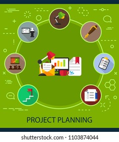 Project Planning Flat Icons Concept Vector Stock Vector (Royalty Free ...