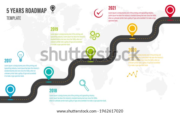 Project roadmap, timeline Infographics, 5 year timeframe milestone and ...