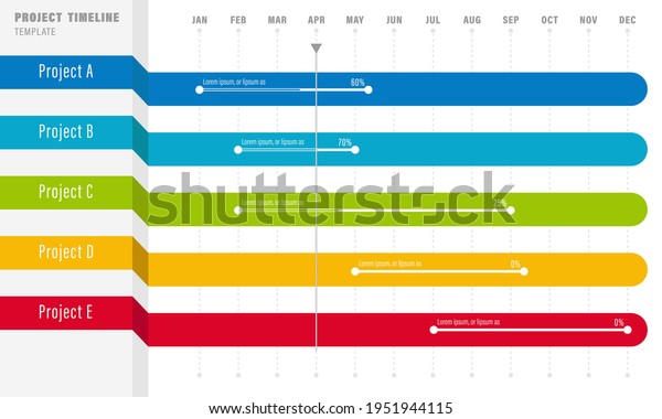 Project Timeline Infographics, 12 months timeframe and milestones