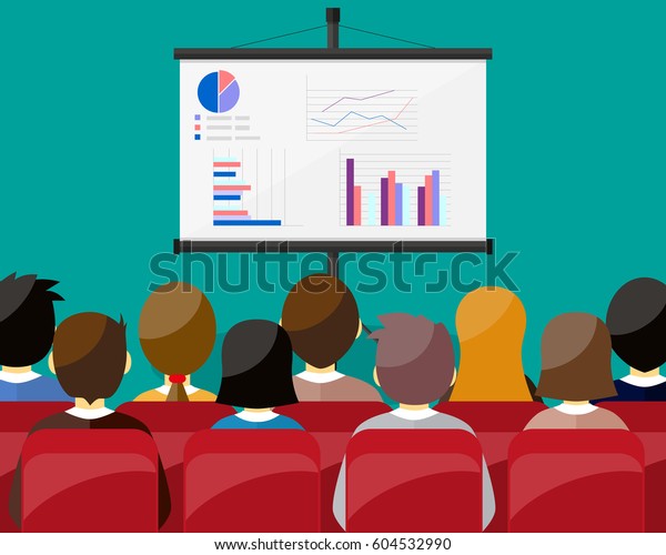 Projector Screen Financial Report Training Staff Stock Vector (Royalty ...
