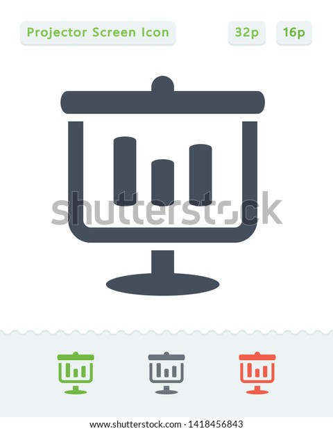 Projector Screen Graph Sticker Icons Professional Stock Vector (Royalty ...