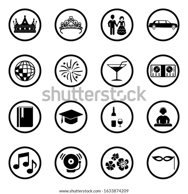 Prom Night Icons Black Flat Design Stock Vector (Royalty Free ...
