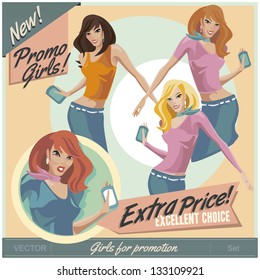 Promo Girls Vector Stock Vector (Royalty Free) 133109921 | Shutterstock