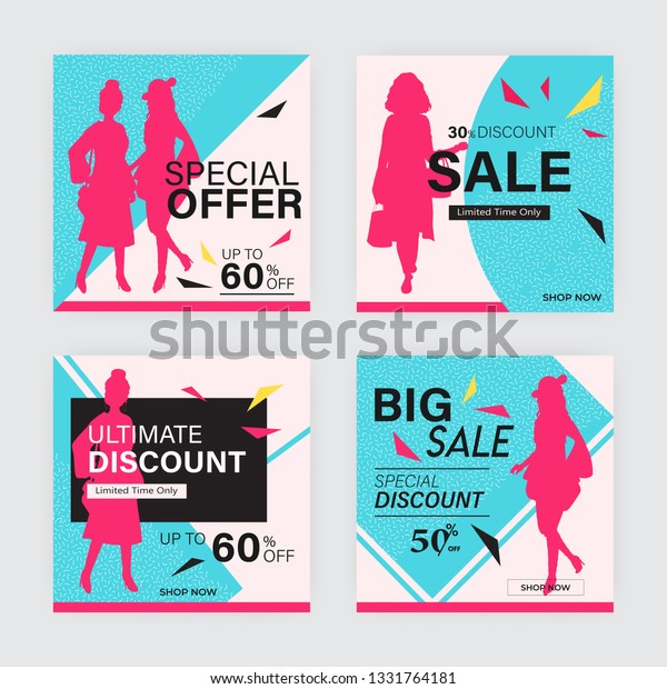 Promotion Square Web Banner Set Social Stock Vector (Royalty Free ...