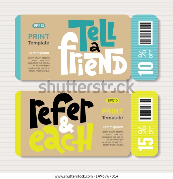 Promotional Coupon Design Template Hand Drawn Stock Vector (Royalty ...