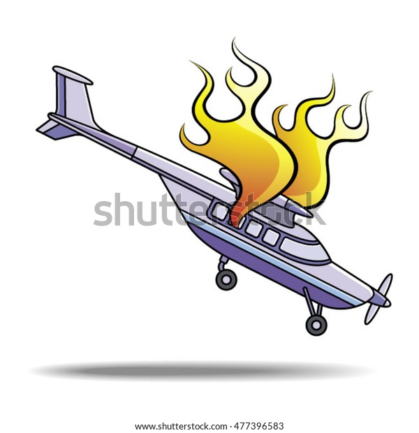 Propeller Aircraft Crash Fire Flame Colorvector Stock Vector (Royalty ...