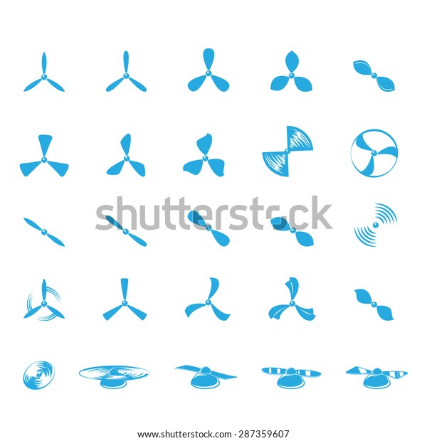 Propeller Icons Set Isolated On White Stock Vector (Royalty Free ...