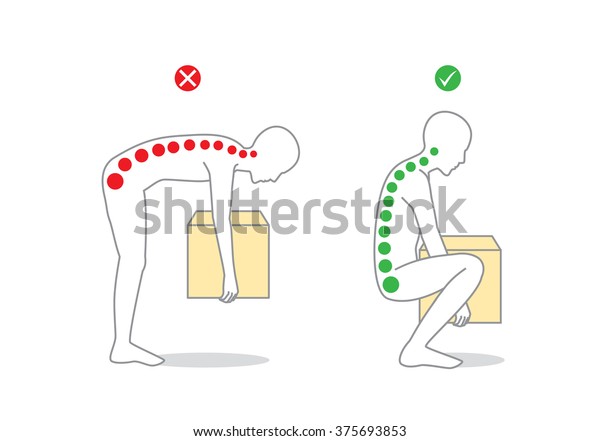 Proper Posture Lift Heavy Object Safely Stock Vector (Royalty Free ...