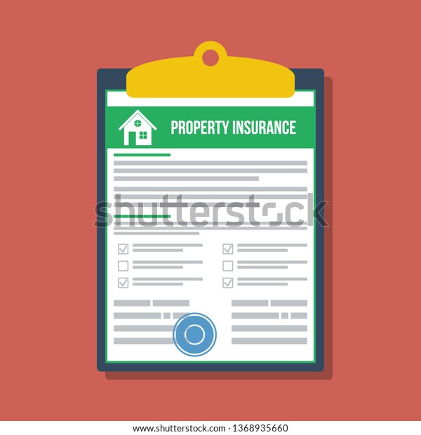 Property Insurance Policy Paper Document Flat Stock Vector (Royalty ...