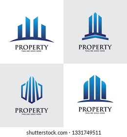 Property Logo Design Collection Set Blue Stock Vector (Royalty Free ...