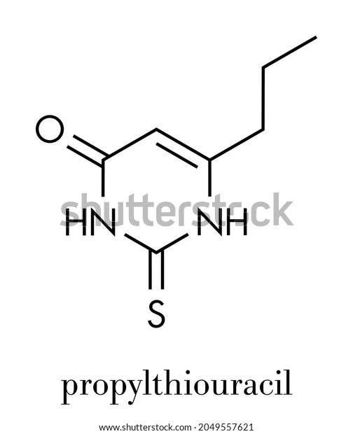 Propylthiouracil Ptu Hyperthyroidism Drug Molecule Skeletal: เวกเตอร์ ...
