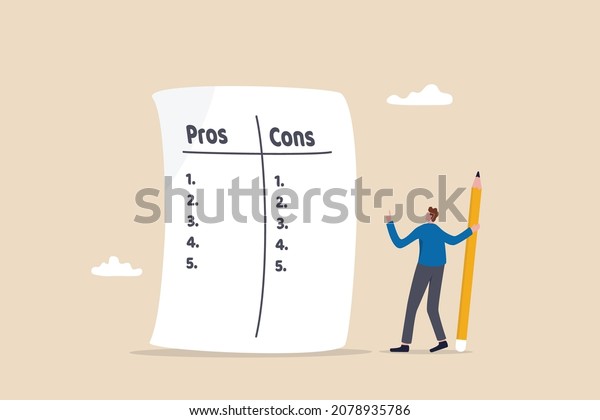 Pros Cons Comparison Making Business Decisions Stock Vector (Royalty ...