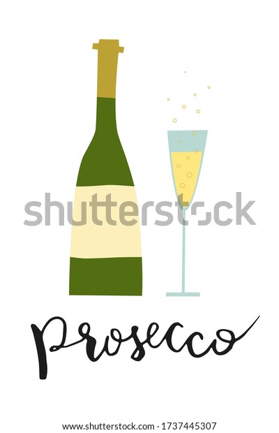 Prosecco Bottle Glass Bubbles Sparkling Wine Stock Vector (Royalty Free ...