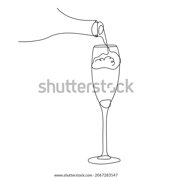 Prosecco Glass Process Pouring Wine Into Stock Vector (Royalty Free ...