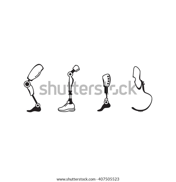 Prosthetic Leg Icon Set Modern Exoskeleton Stock Vector (Royalty Free ...