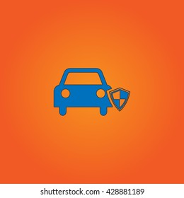 Protect Car Blue Flat Icon Black Stock Vector (Royalty Free) 428881189 ...