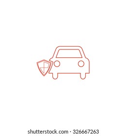 Protect Car Red Outline Vector Pictogram Stock Vector (Royalty Free ...