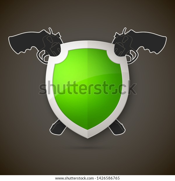 Protect Guard Shield Two Gun Banner Stock Vector (Royalty Free ...