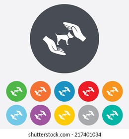 Protection Animals Pets Sign Icon Hands Stock Vector (Royalty Free ...