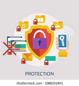 Protection Conceptual Design: vector de stock (libre de regalías ...