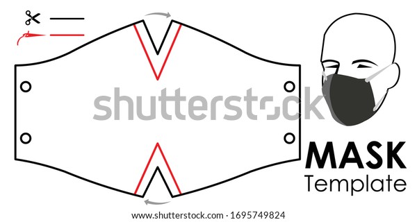 Protection Mask Model Homemade Mask Template Stock Vector (Royalty Free ...