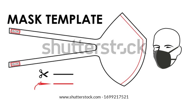 Protection Mask Model Homemade Mask Template: เวกเตอร์สต็อก (ปลอดค่า ...