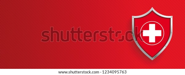 Protection Shield White Cross On Red Stock Vector (Royalty Free) 1234095763